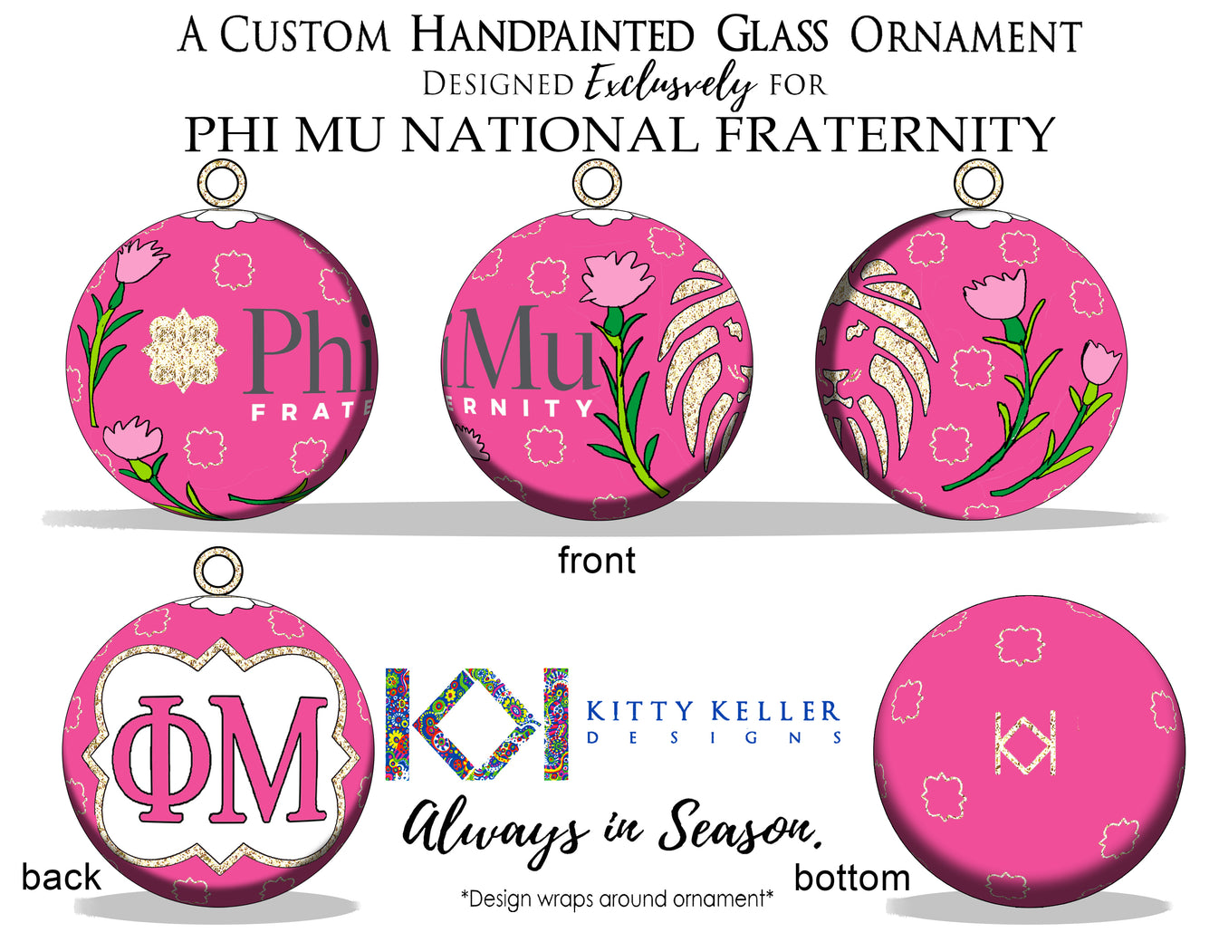 Circle of Phi Mu Ornament 2022 – Carnation Collection