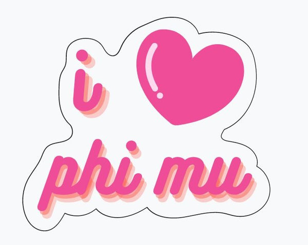 I Heart Phi Mu Sticker – Carnation Collection